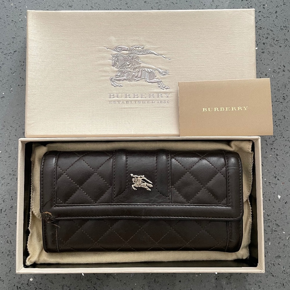 Burberry Quilted Leather Dark Chocolate Brown Contine… - Gem